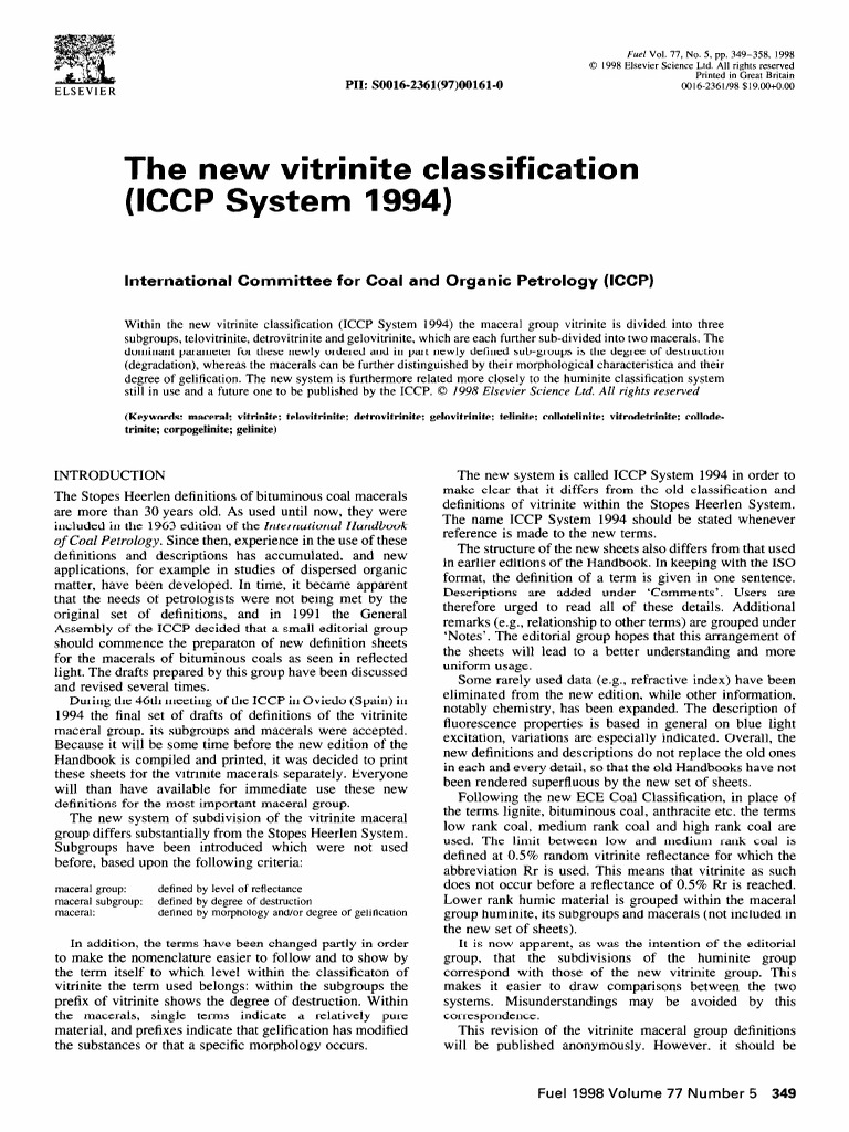 Vitrinite Classification PDF | PDF | Coal | Sedimentary Rock