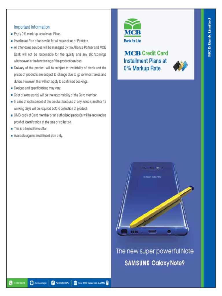 Installment Plans at 0% Markup Rate: Credit Card | PDF | Business