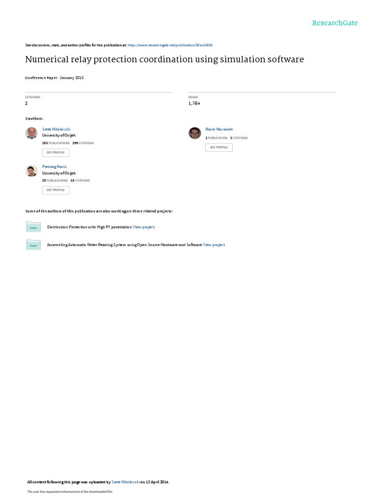 Numerical Relay Protection Coordination Using Simulation Software | PDF | Relay | Fuse (Electrical)