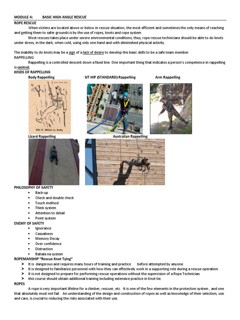 Module 4 High Angel Rescue | PDF | Knot | Rope