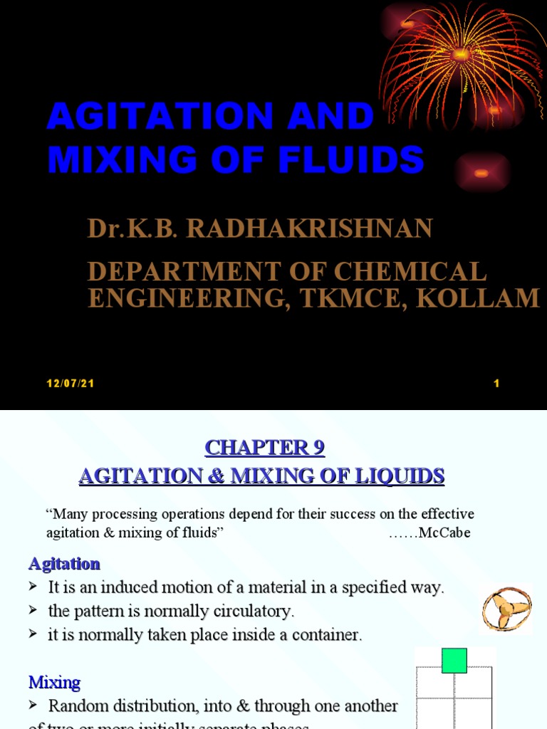 Agitation and Mixing-H4 Class-TKMCE | PDF | Vortices | Suspension ...