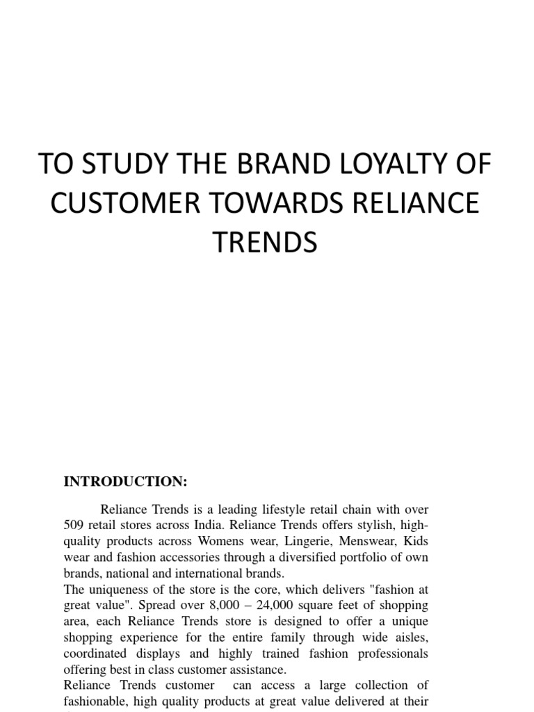 Reliance Trends | PDF | Retail | Sampling (Statistics)