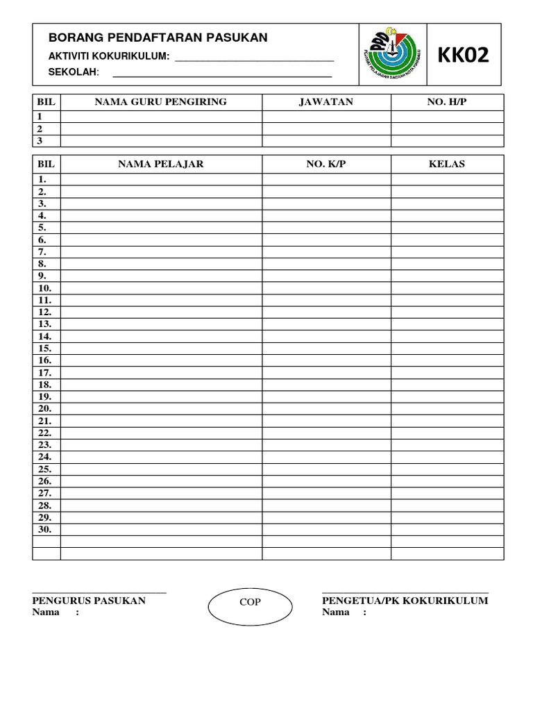 Borang Pendaftaran KK | PDF