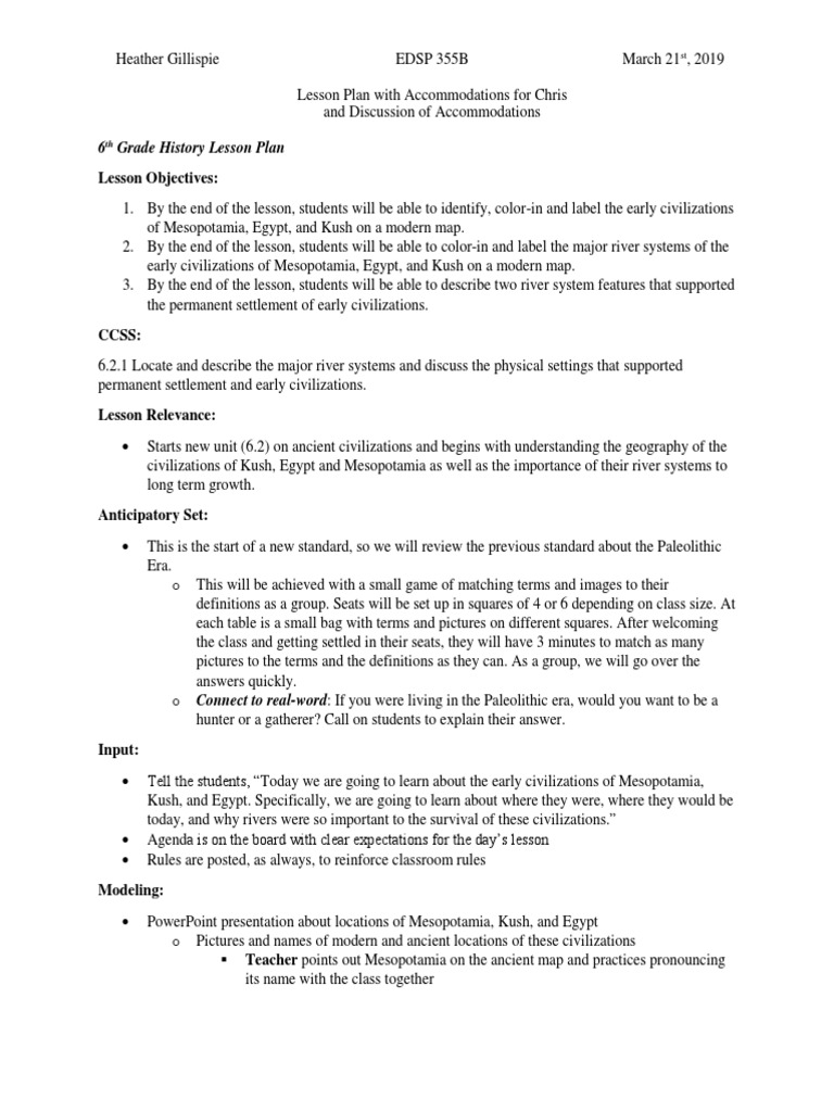 Hgillispie Lesson Plan Edsp | Download Free PDF | Lesson Plan ...