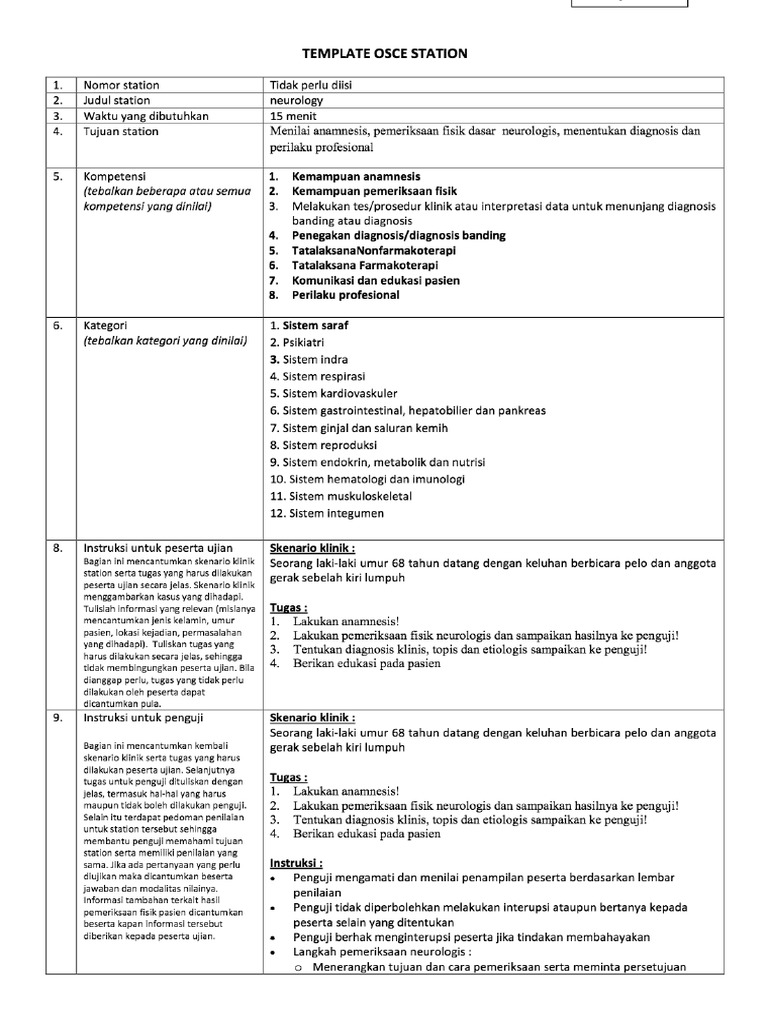Template Osce Station PDF | PDF