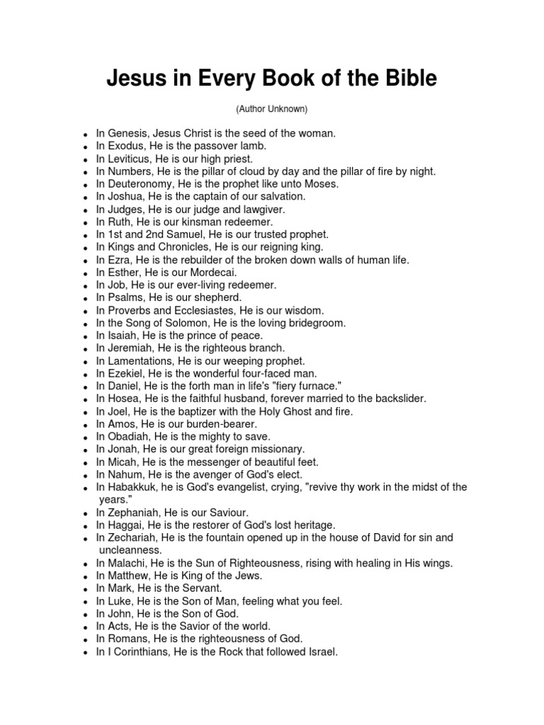 Jesus in Every Book of The Bible | PDF | Prophet | Epistle To The ...