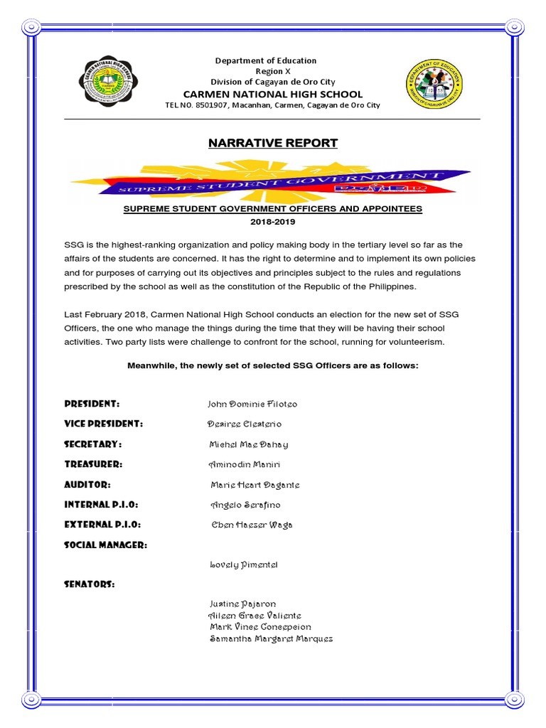 SSG Narrative Report 2018-2019 | PDF | Mind | Mental Health
