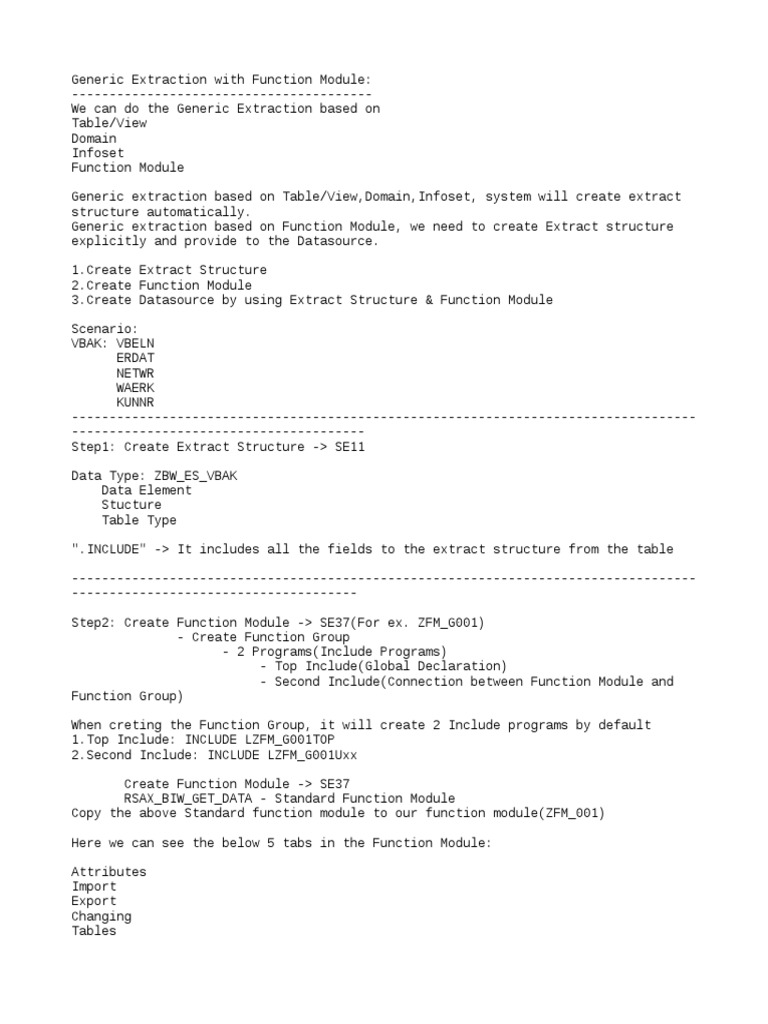Generic Extraction Using Function Module | PDF | Subroutine | Computer Data