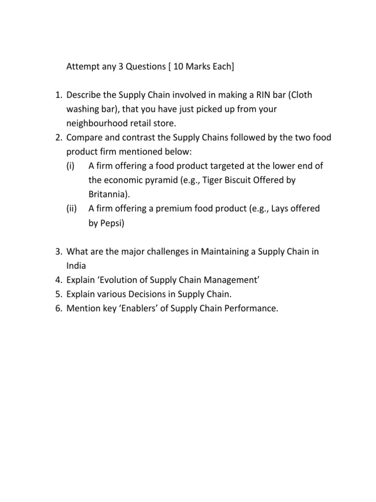 SCM - BBA - Examination Paper - Mid Sem | PDF | Business | Finance ...