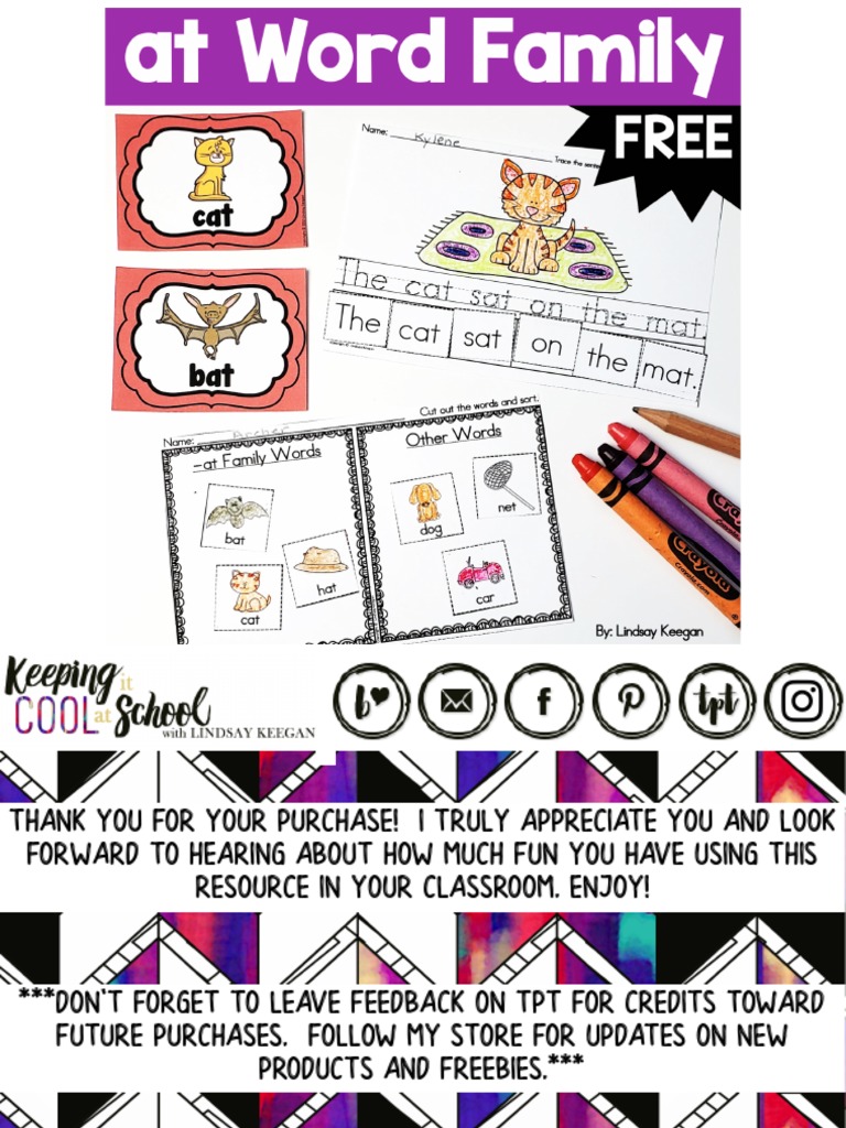 At Word Family Worksheets Freebie | PDF | Copyright Law | Law