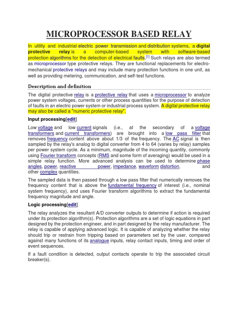 Microprocessor Based Relay | Download Free PDF | Electrical Engineering ...