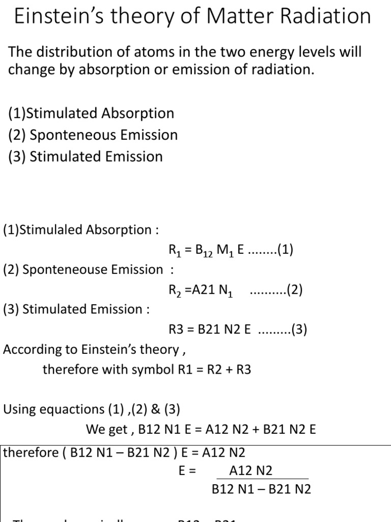 Einstein's Coefficient Theory | PDF