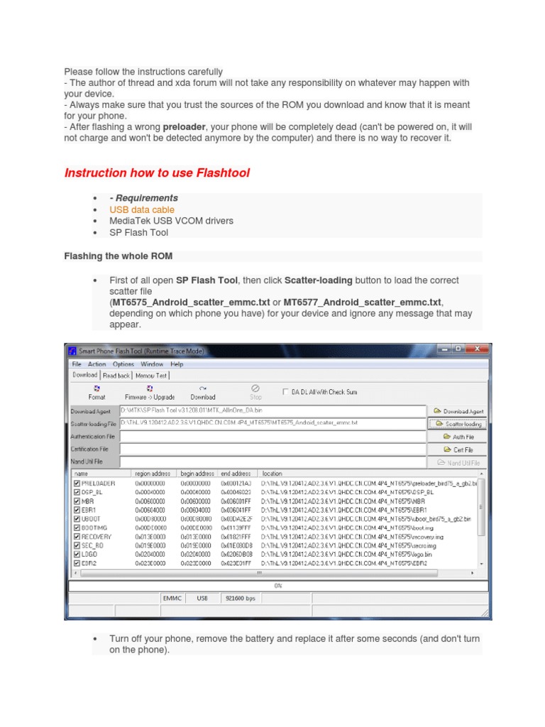 Instruction How To Use Flashtool: - Requirements | PDF | Flash Memory | Usb