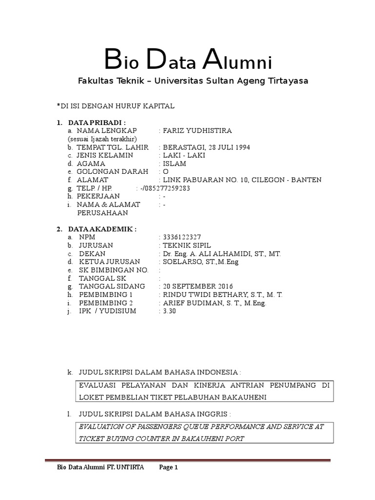File Biodata Alumni | PDF