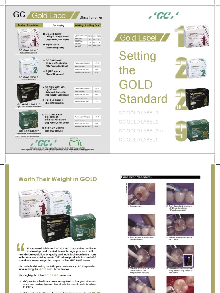 Brochure GC Gold Label | PDF | Materials | Dentistry