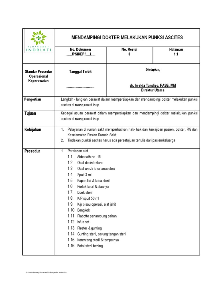 Prosedur Punksi Ascites untuk Perawat | PDF