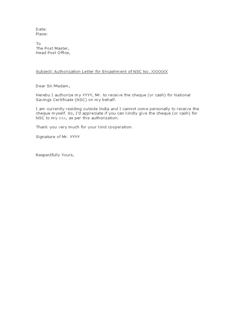 Authorization Letter NSC | PDF