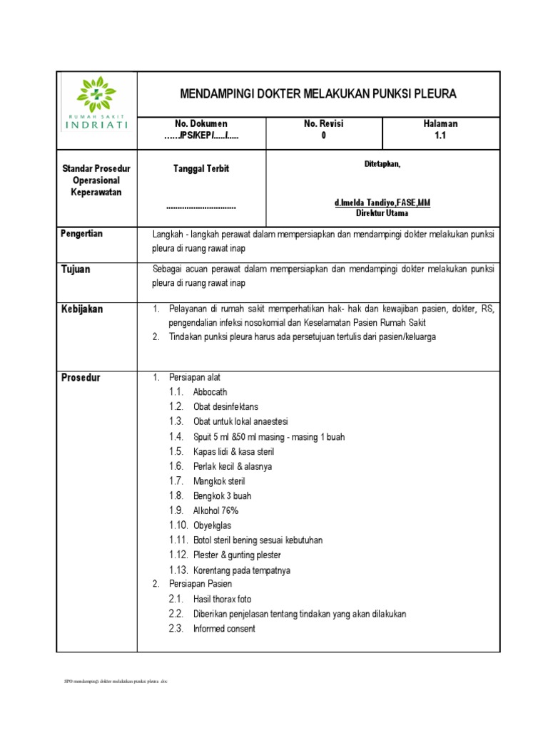 Prosedur Pungsi Pleura untuk Perawat | PDF | Kesehatan Holistik | Sains ...