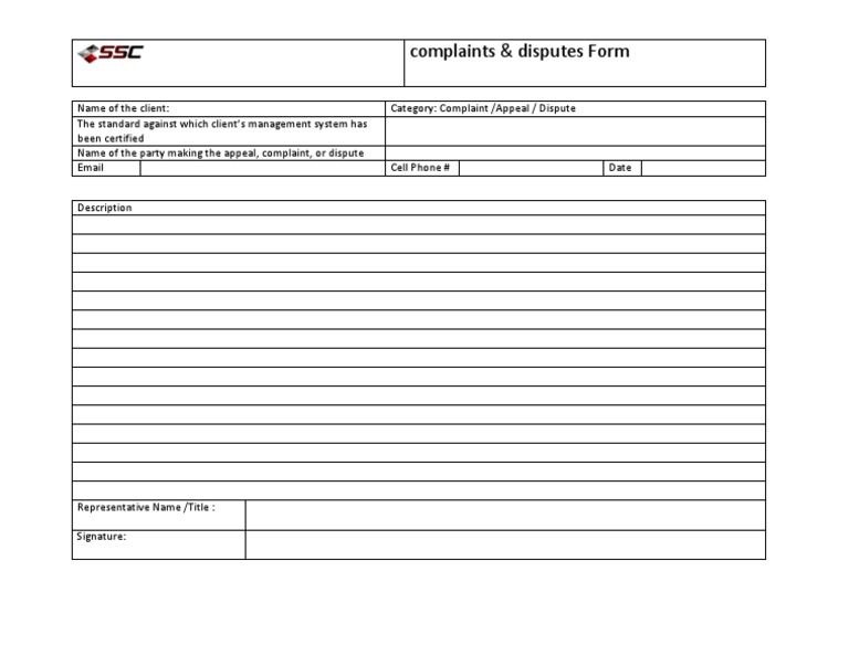 Complaints Disputes Form | PDF
