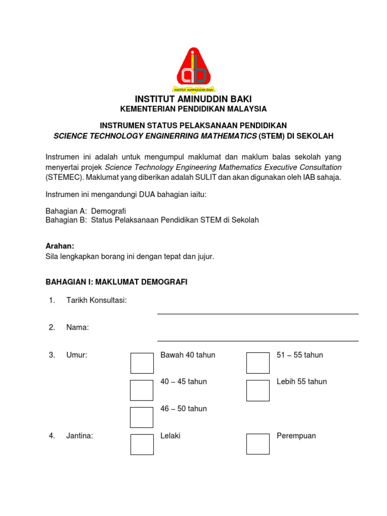 STEMEC K2 Instrumen Pensyarah | PDF