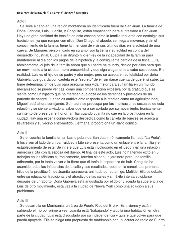 Resumen de "La Carreta" de René Marqués | PDF