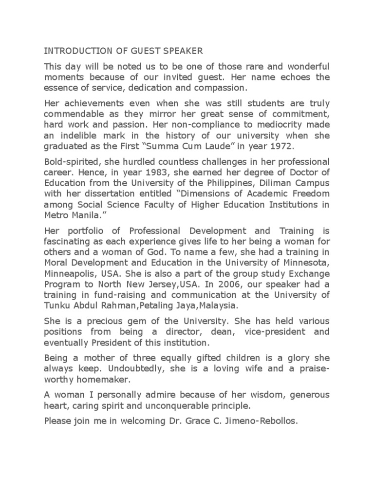 Introduction of Guest Speaker | PDF