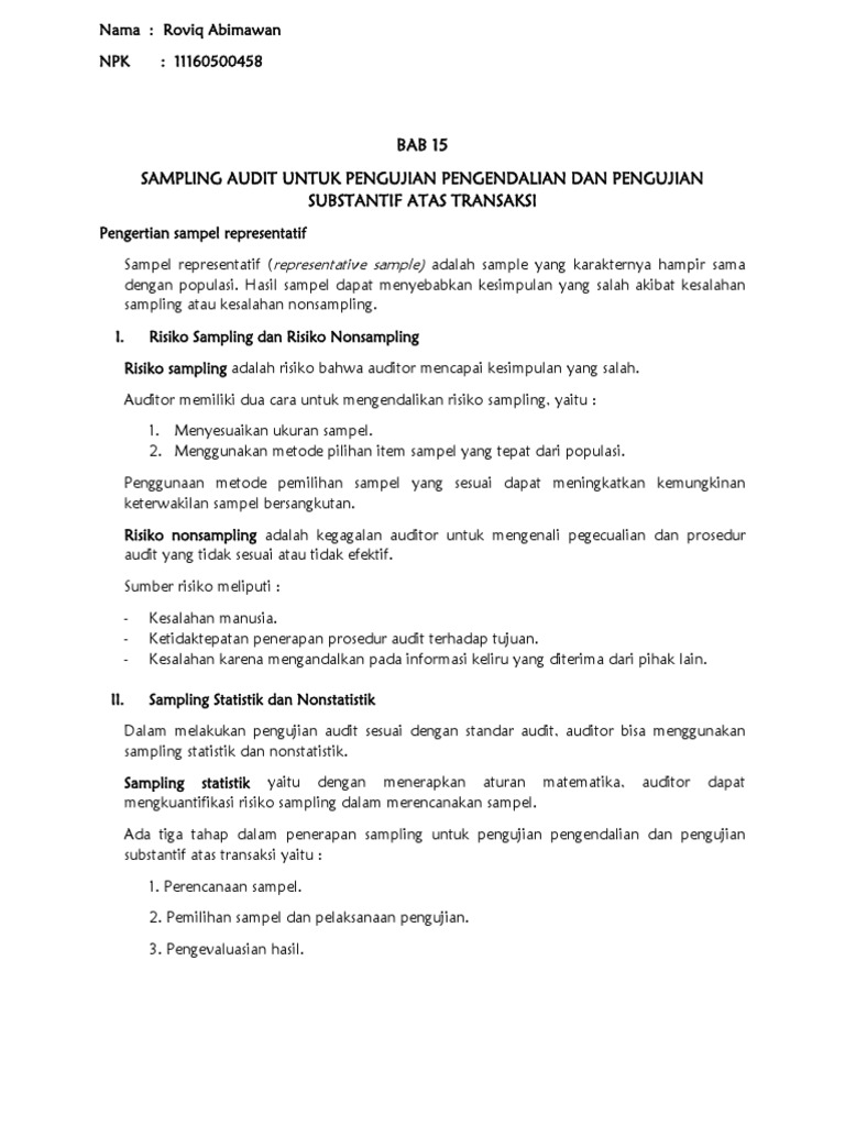 Bab 15 Sampling Audit | PDF