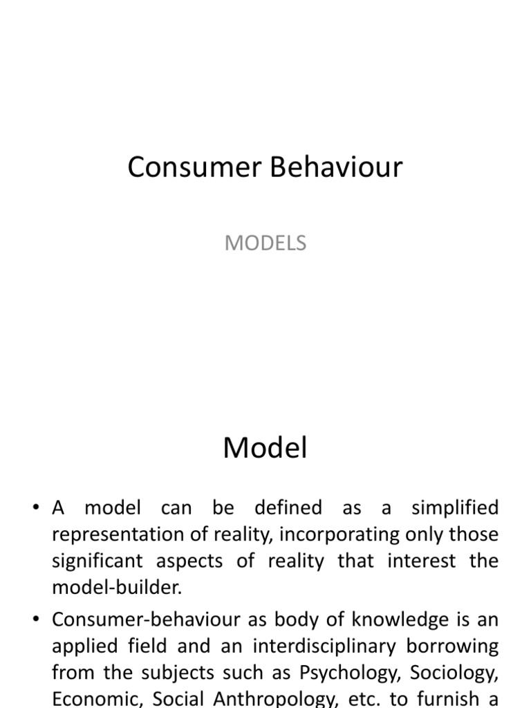 Consumer Behaviour: Models | PDF | Behavior | Economic Model