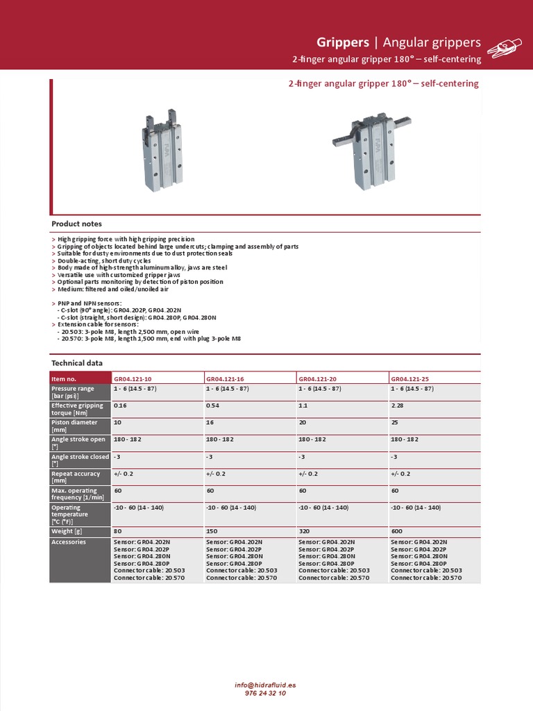 Grippers - Angular Grippers: 2-Finger Angular Gripper 180° - Self-Centering | PDF | Equipment ...