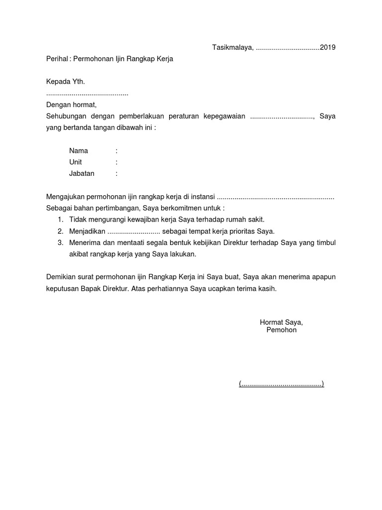 Contoh Surat Rangkap Kerja | PDF