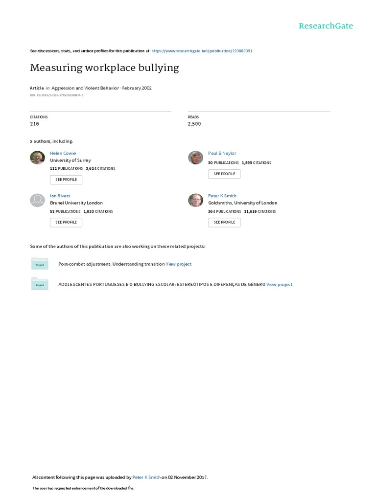 Measuring Workplace Bullying Paper | PDF | Bullying | Focus Group