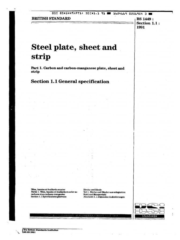 BS 1449-1 Steel Plate, Sheet & Strip 1991 | PDF | Metals | Building ...