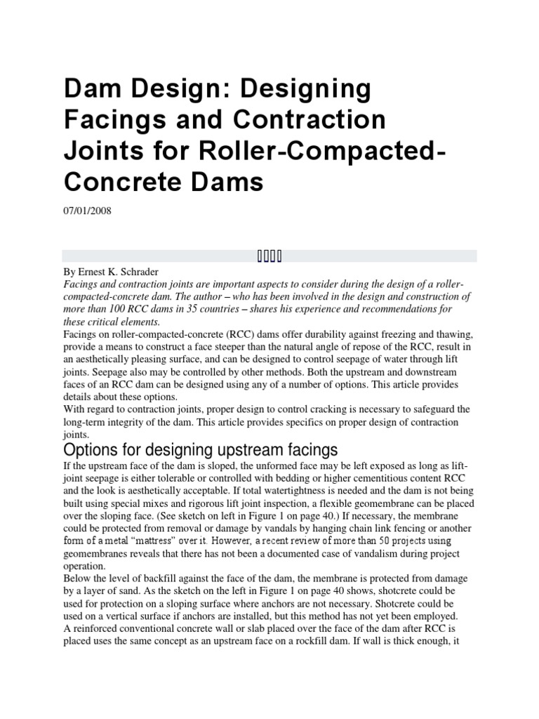 Designing Facing Concrete of RCC Dam | PDF | Dam | Concrete
