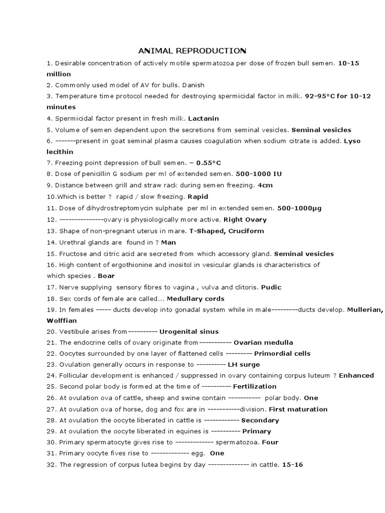 Animal Reproduction | PDF | Ovary | Reproductive System