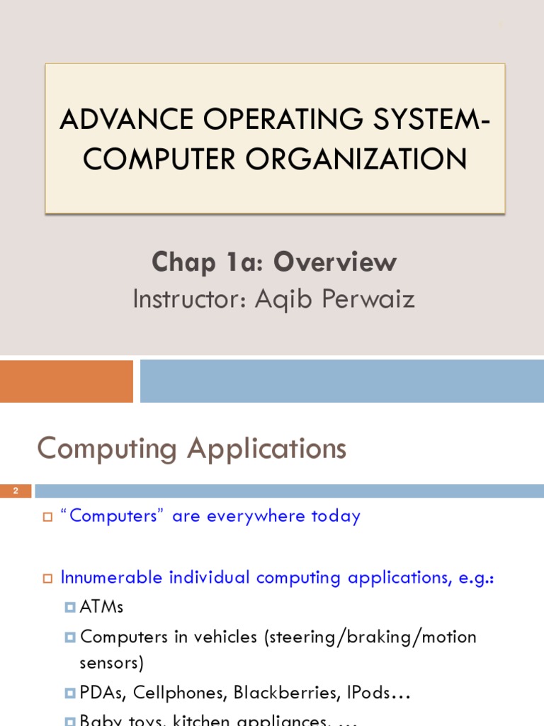 Advance Operating System-Computer Organization: Chap 1a: Overview | Download Free PDF | Computer ...