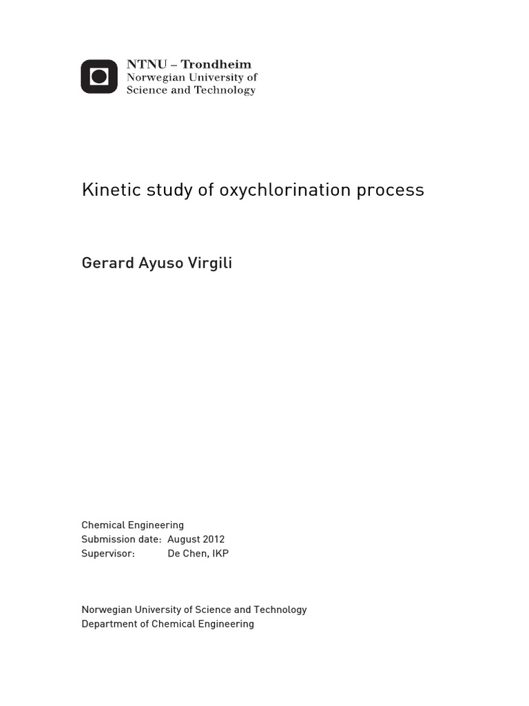Kinetic Study of Oxychlorination Process: Gerard Ayuso Virgili | PDF ...