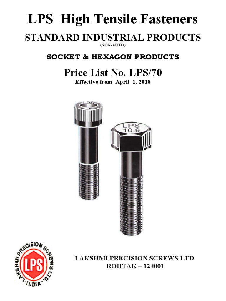LPS Fasteners Price List 2018 | PDF | Machining | Screw