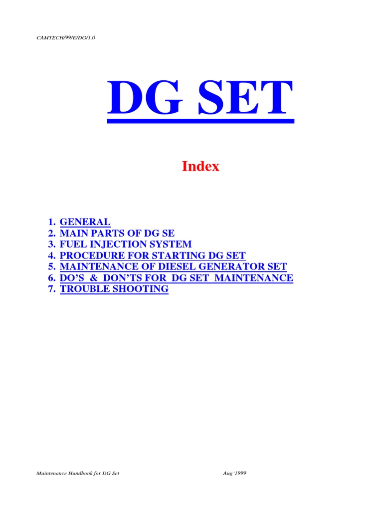 DGset | PDF | Diesel Engine | Fuel Injection