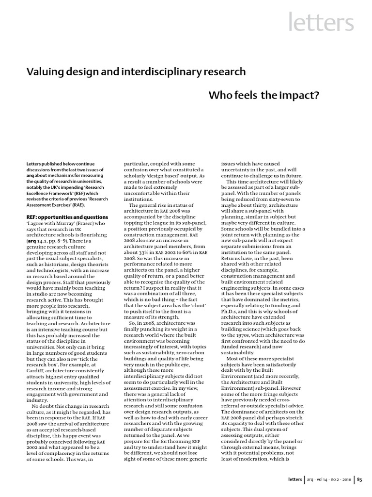 Valuing Design and Interdisciplinary Research Who Feels The Impact ...