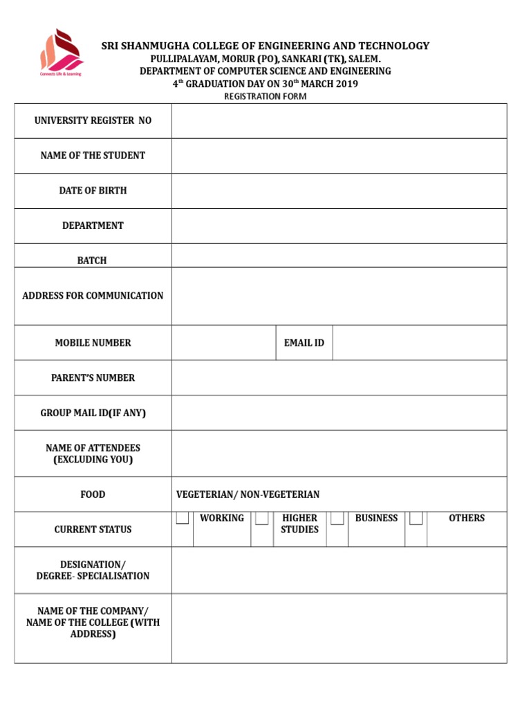 Sri Shanmugha College of Engineering and Technology: Registration Form ...