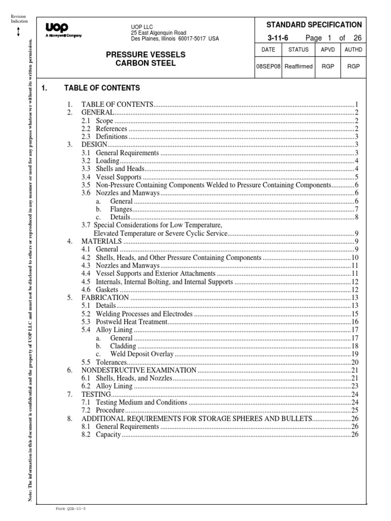 Pressure Vessels Carbon Steel: Standard Specification 3-11-6 | Download ...