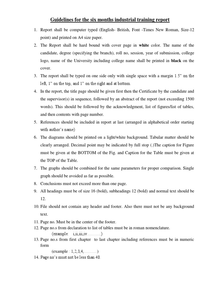 Guidelines For The SIX Week REPORT | PDF | Computing
