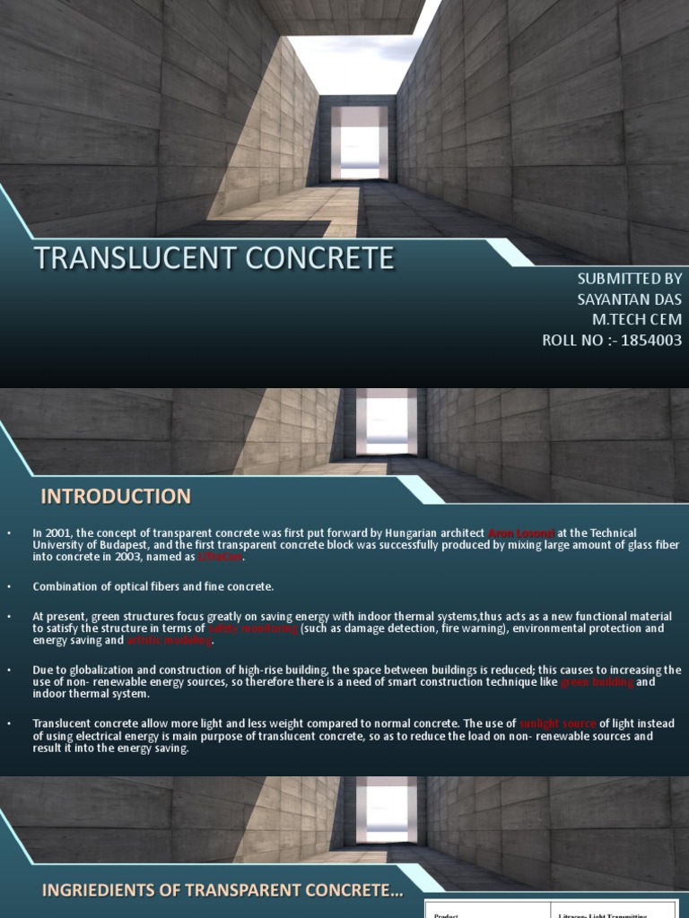 Transparent Concrete | PDF | Optical Fiber | Refractive Index
