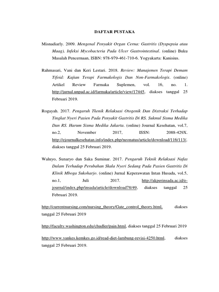 Daftar Pustaka Gastritis | PDF | Kesehatan Holistik