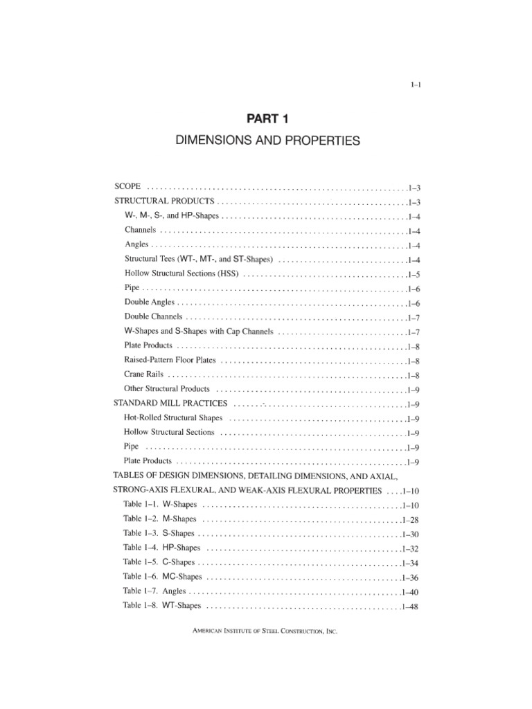 AISC 2005, Steel Dimensions and Properties Sections PDF | PDF