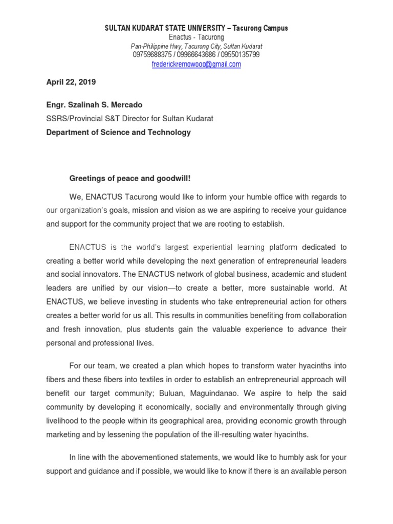 Letter For DOST | PDF | Entrepreneurship | Knowledge