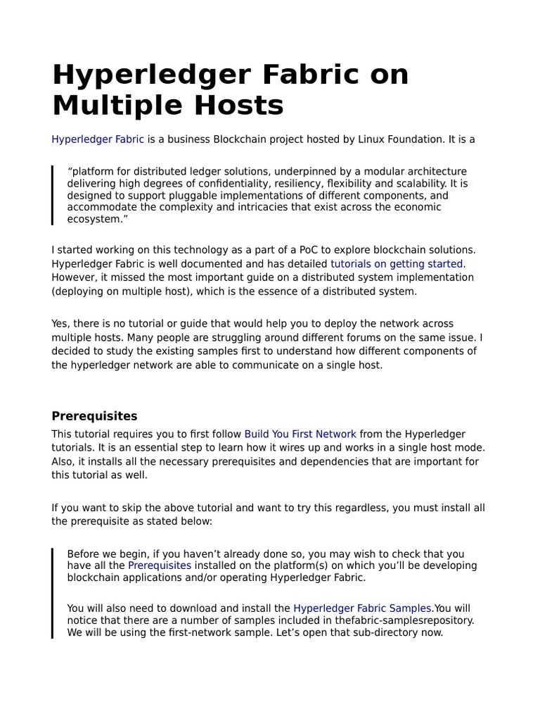 Multi-Host Setup for Hyperledger Fabric | PDF | Computer Network ...