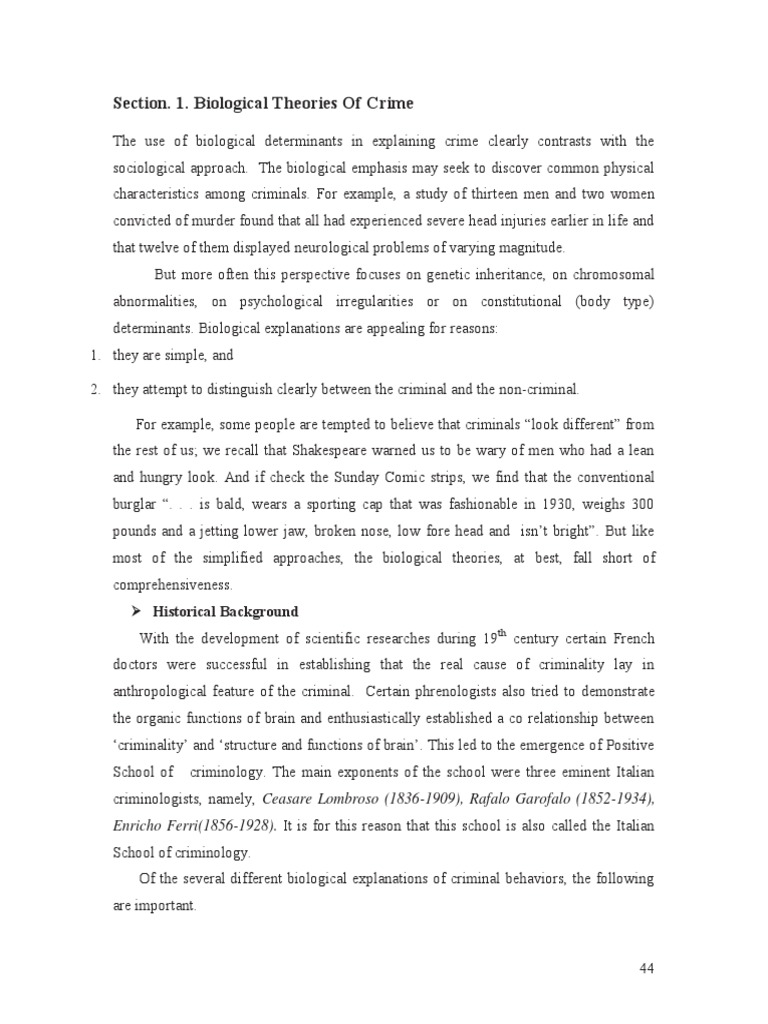 Biological Theories of Crime and Criminality | PDF | Criminology ...