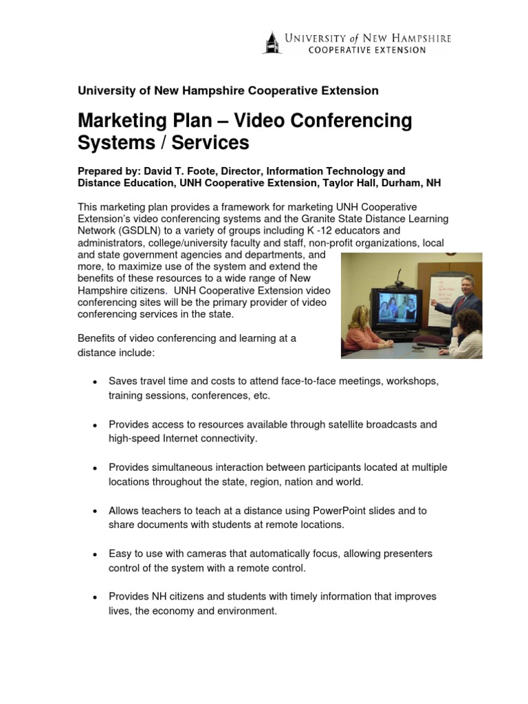 Marketing Plan - Video Conferencing Systems / Services: University of ...