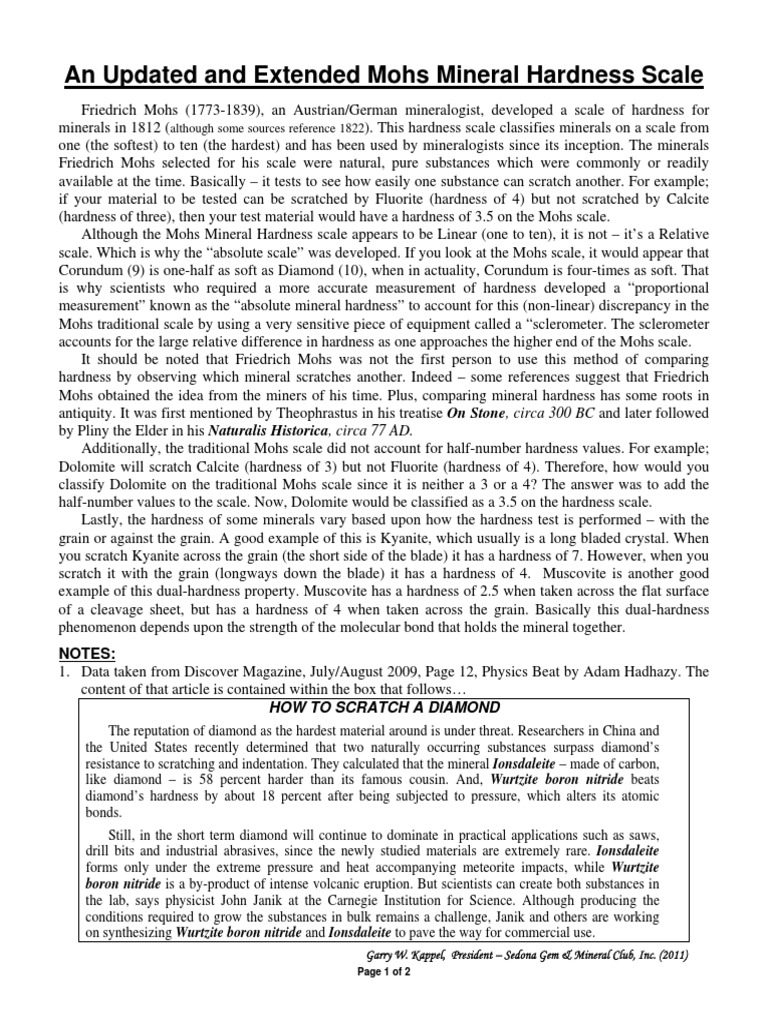 Updated Mohs Scale PDF | PDF | Minerals | Chemical Elements